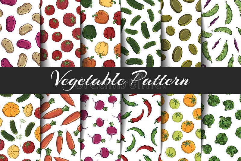 Set of Vector Patterns on the Vegetables Theme. Stock Vector ...