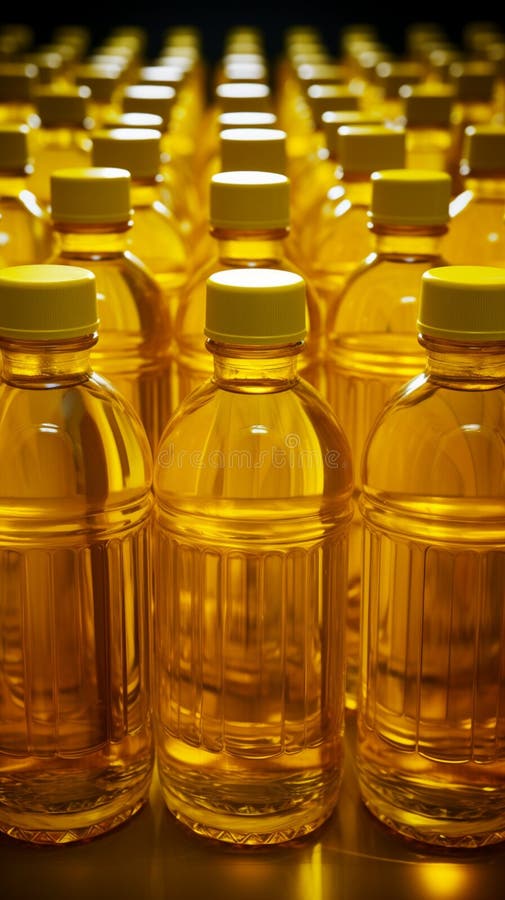 A Pattern of Vegetable Oil Bottles in a Warehouse or Food Store ...