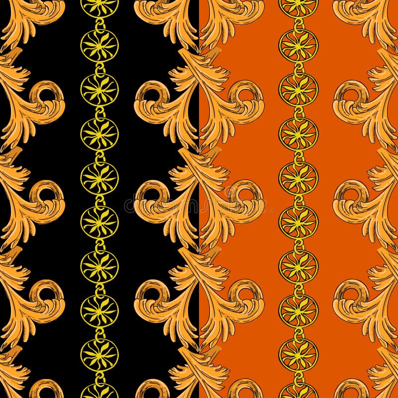 Pattern with Vertical Patterns and Chain Stock Vector - Illustration of ornate, decorative ...