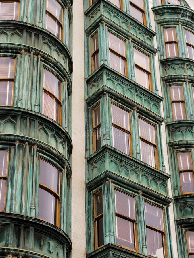 Pattern Vertical Rows of Windows in San Francisco Apartment Houses ...