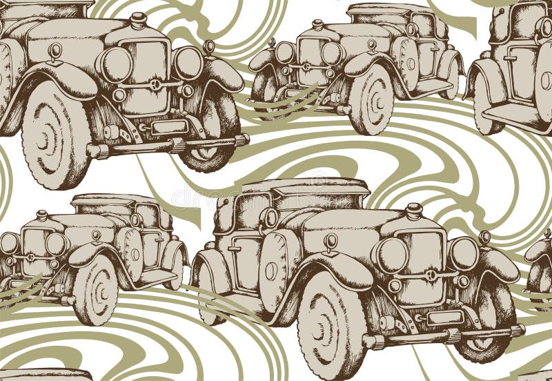 Pattern of vintage car stock vector. Illustration of fabric - 120172296