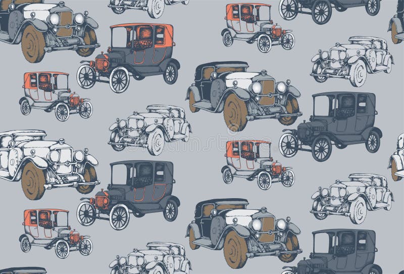 Pattern of vintage car stock vector. Illustration of background - 120173319