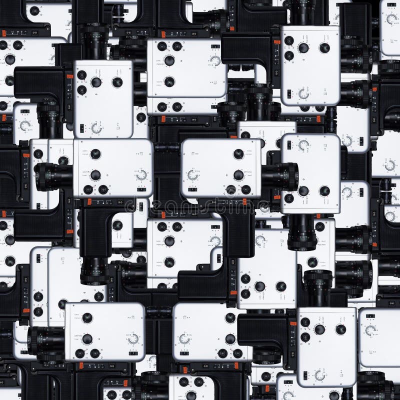 Pattern with Vintage Film Cameras with Abstract Design Stock Photo ...