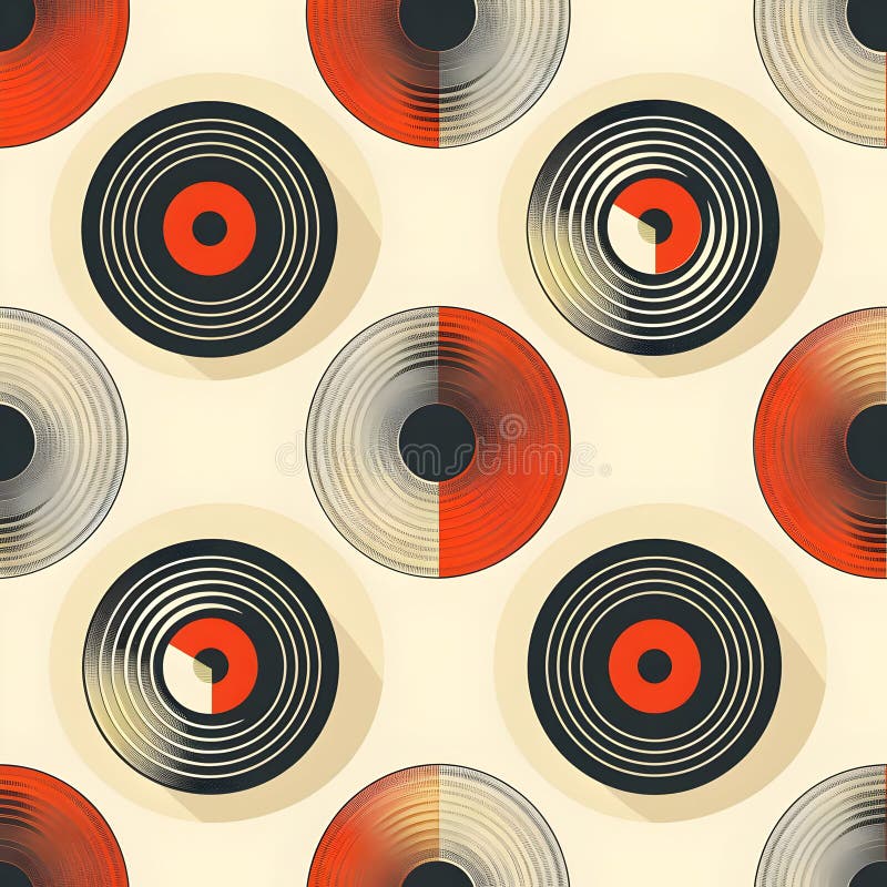 A Pattern of Vinyl Records in Various Colors on a Light Background ...