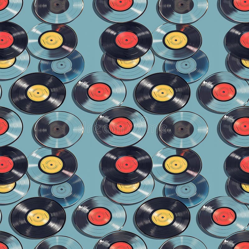 Pattern of Vinyl Records on White Background Stock Photo - Image of ...