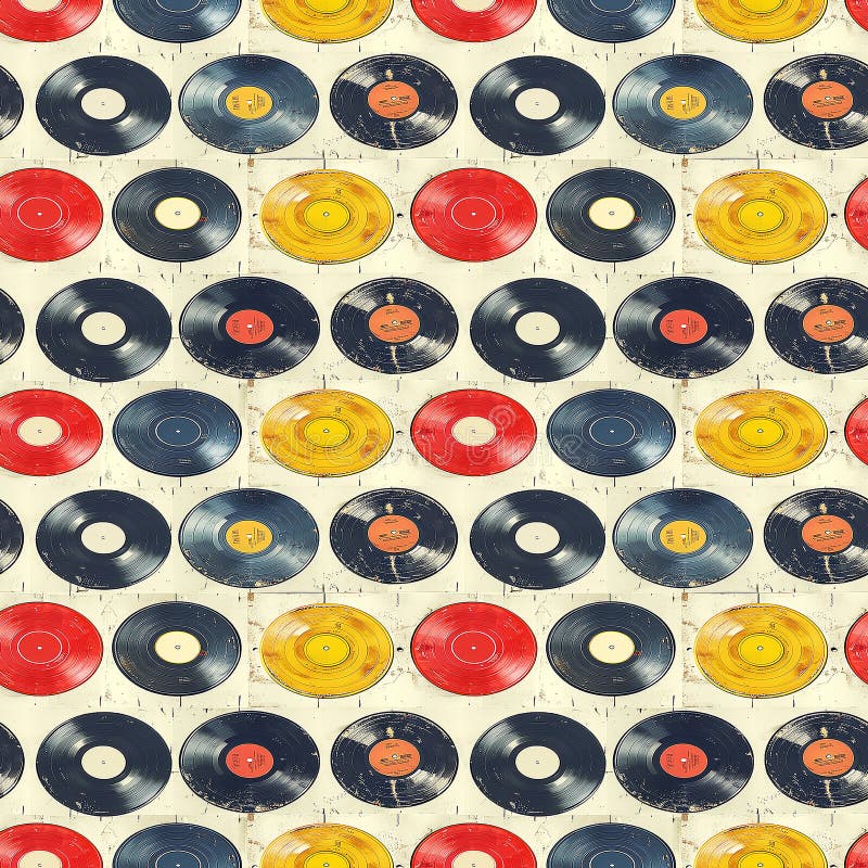Pattern of Vinyl Records on White Background Stock Photo - Image of ...