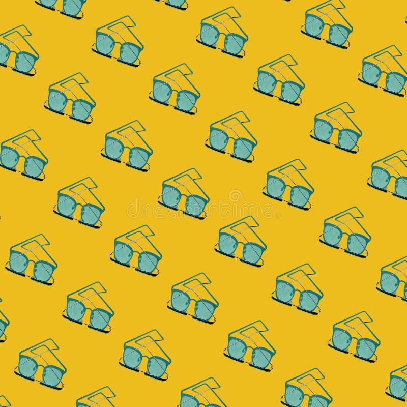 Pattern of Vision Glasses with Shadow on Yellow Background. Fashionable ...