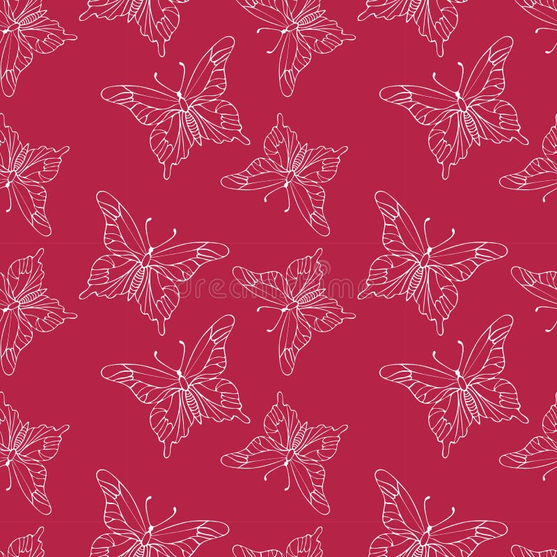 Pattern Viva Magenta Color Trend 2023 with Butterfly Contour, Seamless ... Pattern Viva Magenta Color Trend 2023 with Butterfly Contour, Seamless ...