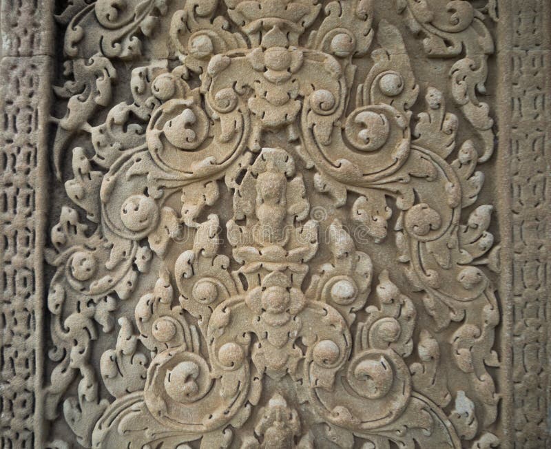 Pattern Wall at Angkor Wat, Siem Reap, Cambodia Stock Photo - Image of ...