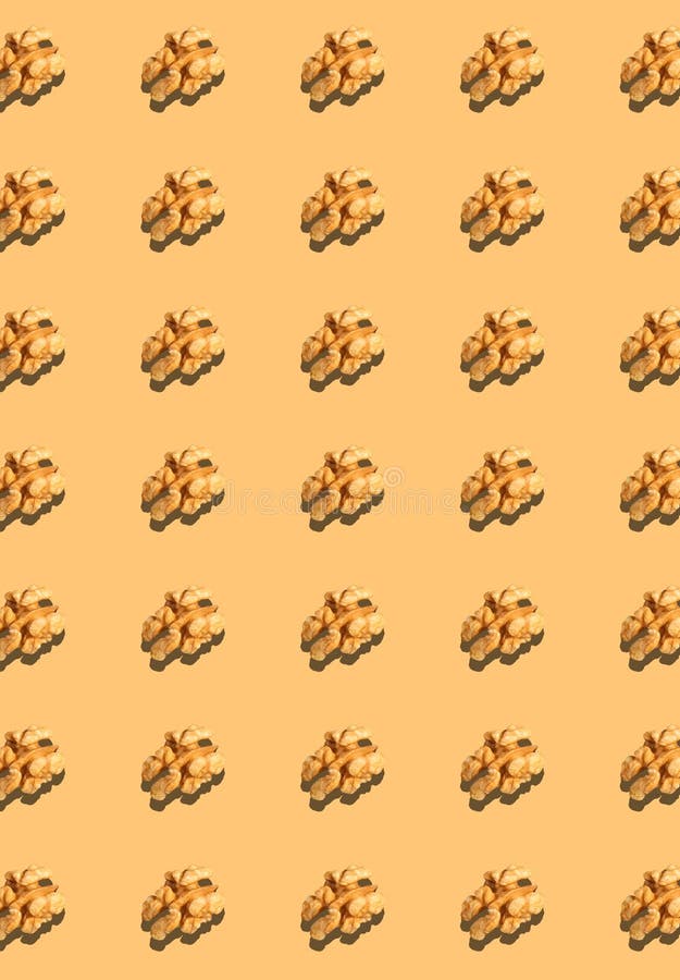 Pattern with Walnut Kernel Halves with Shadow Stock Illustration ...