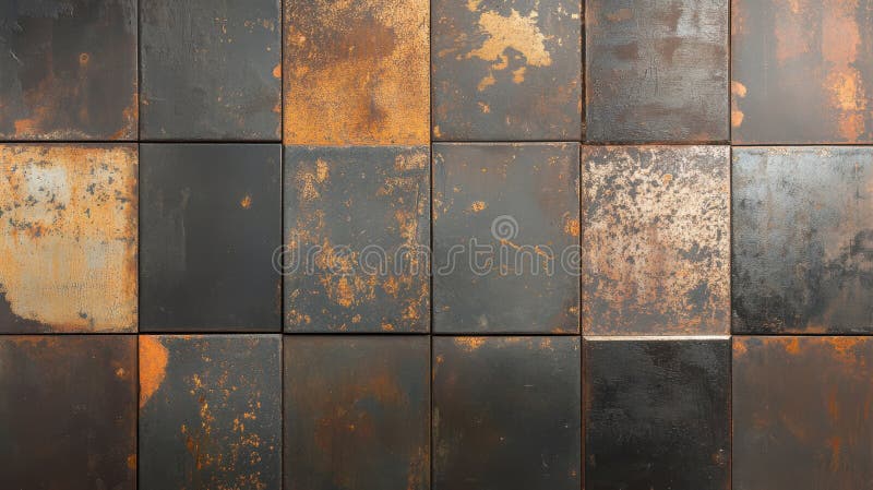 Pattern of Weathered Rusty Metal Tiles with Diverse Texture and Surface ...