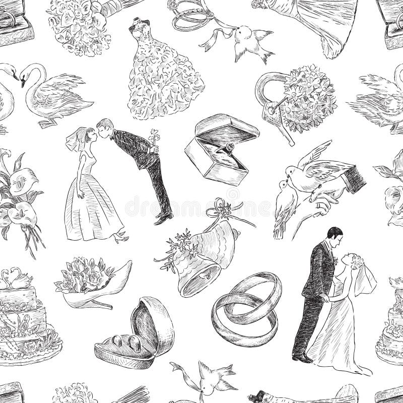 Set of the wedding symbols stock vector. Illustration of feelings ...