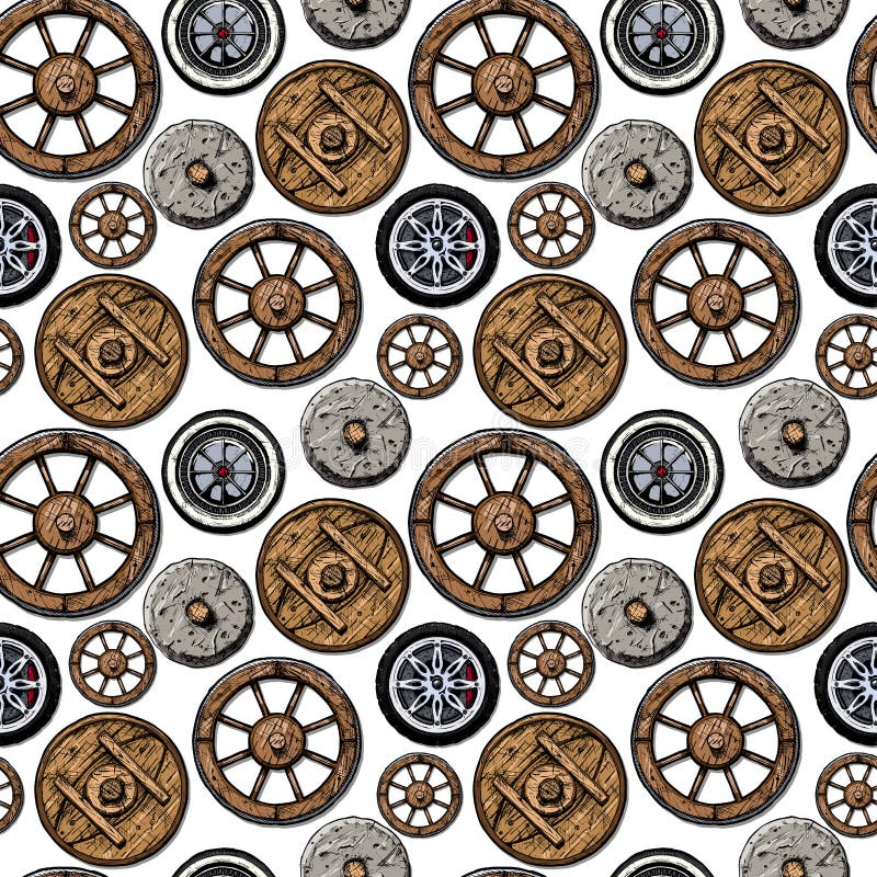 Pattern with Wheel stock vector. Illustration of etching - 166107951