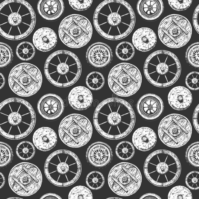 Pattern with Wheel stock vector. Illustration of drawing - 166108030