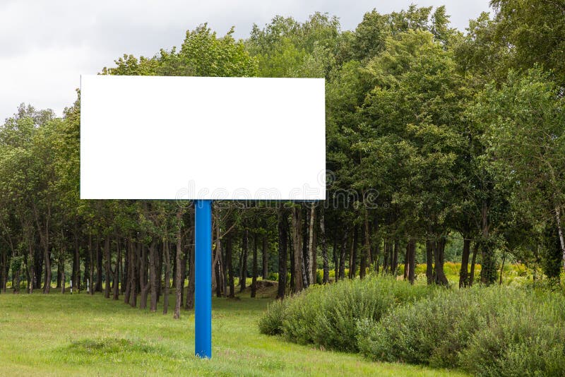 Pattern of White Blank Advertising Board Standing in Field Along Road ...