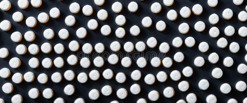 Pattern of White Circular Pills on Dark Surface Stock Image - Image of ...