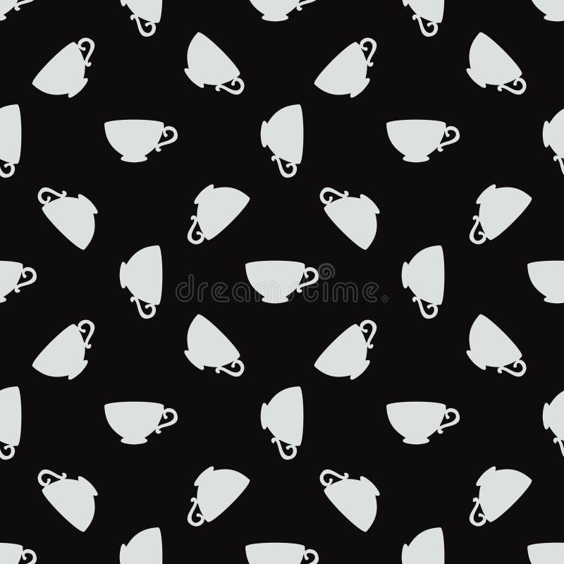 Pattern with a white cups stock vector. Illustration of silhouette ...