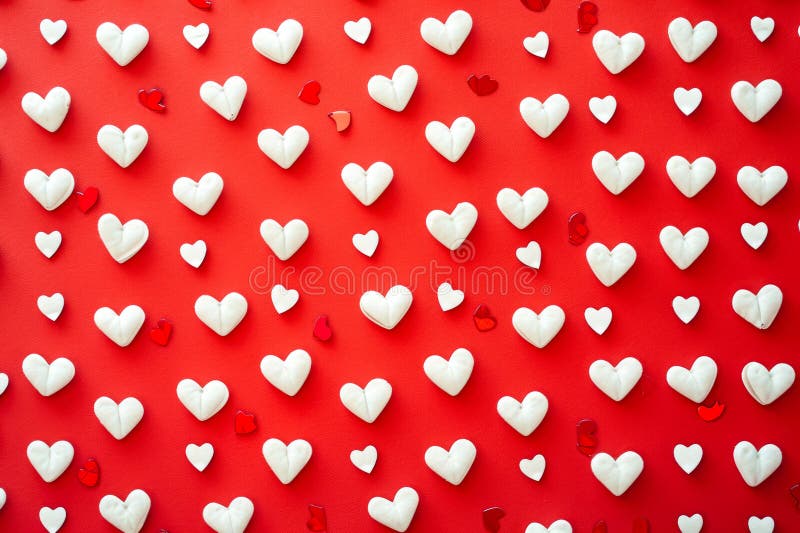 Pattern of White Hearts on a Red Background with a Border of Small ...