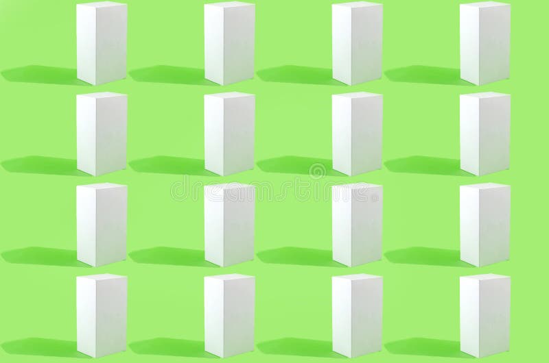 Pattern with White Rectangular Boxes with Shadows on a Light Green ...