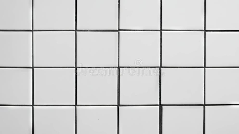 Pattern of White Square Tiles with Dark Grey Grout for Interior Design ...