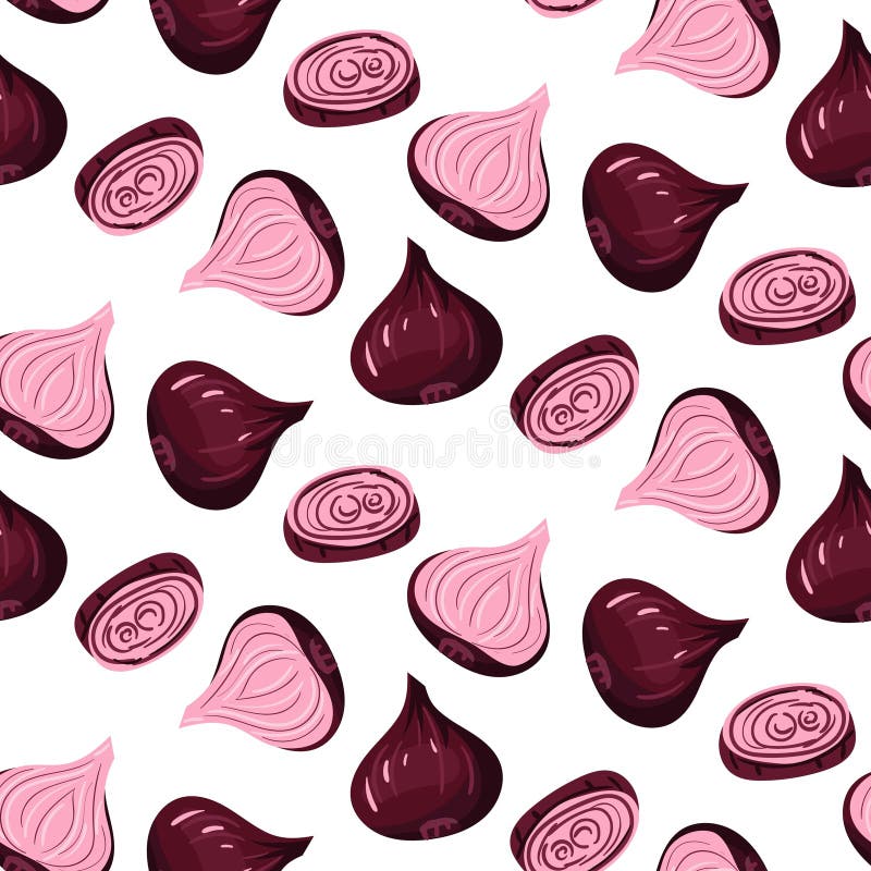 Pattern of Whole and Cut in Half Purple Onions. it is Suitable for Decorating Culinary-themed ...