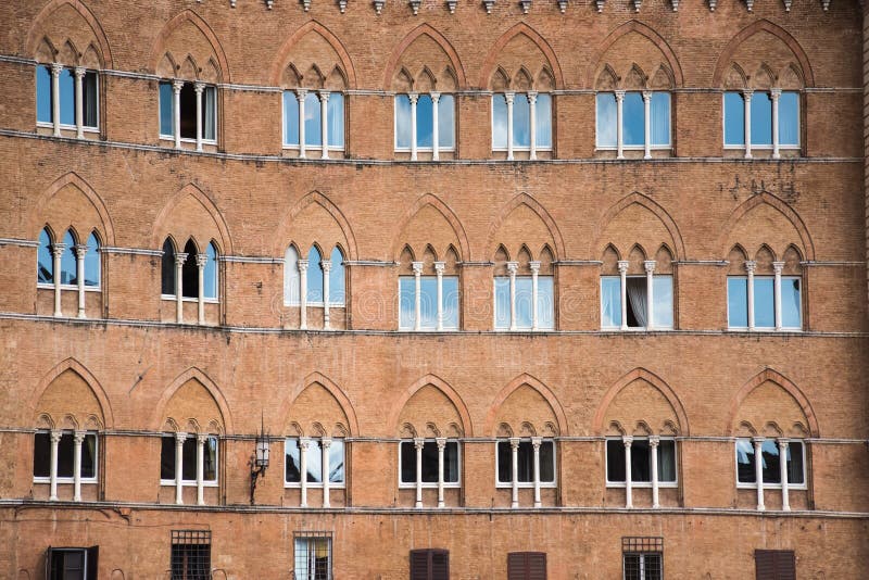 Pattern of Windows on an Old Building Stock Image - Image of italy ...