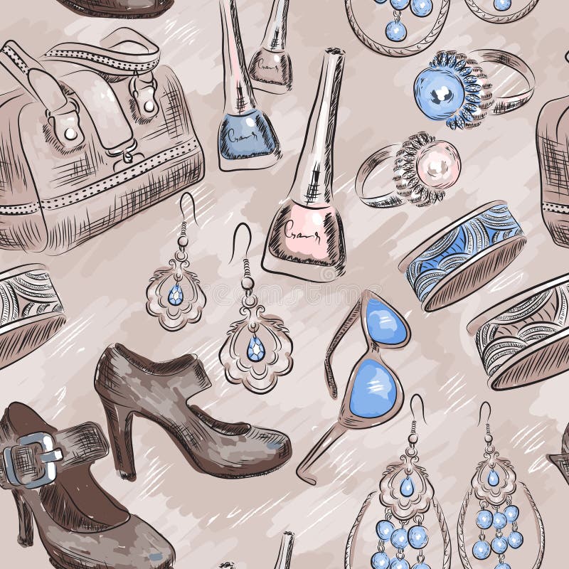 Pattern with Woman Accessories Stock Vector - Illustration of modern ...