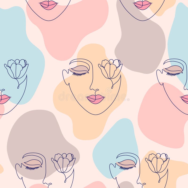 Pattern with woman face stock vector. Illustration of people - 158758906