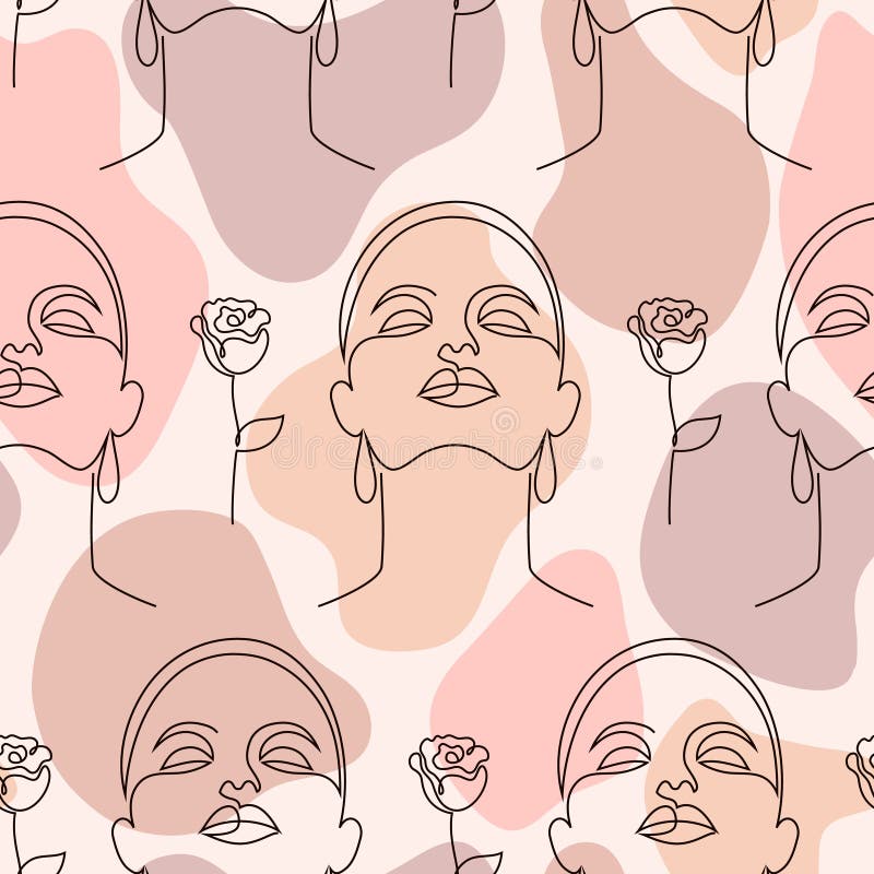 Pattern with woman faces stock vector. Illustration of model - 193050035