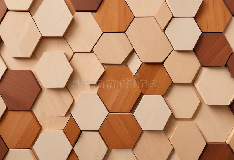 Pattern of wooden hexagon stock illustration. Illustration of wall ...