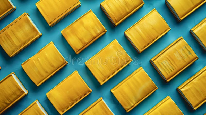 Pattern of Yellow Books on a Blue Background. Stock Illustration ...