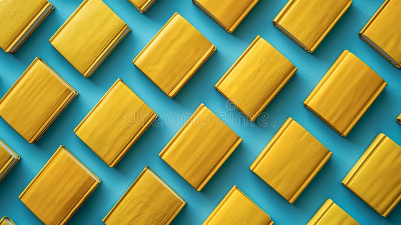 Pattern of Yellow Books on a Blue Background. Stock Illustration ...