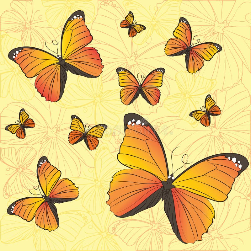 Yellow butterflies stock vector. Illustration of flying - 47242891