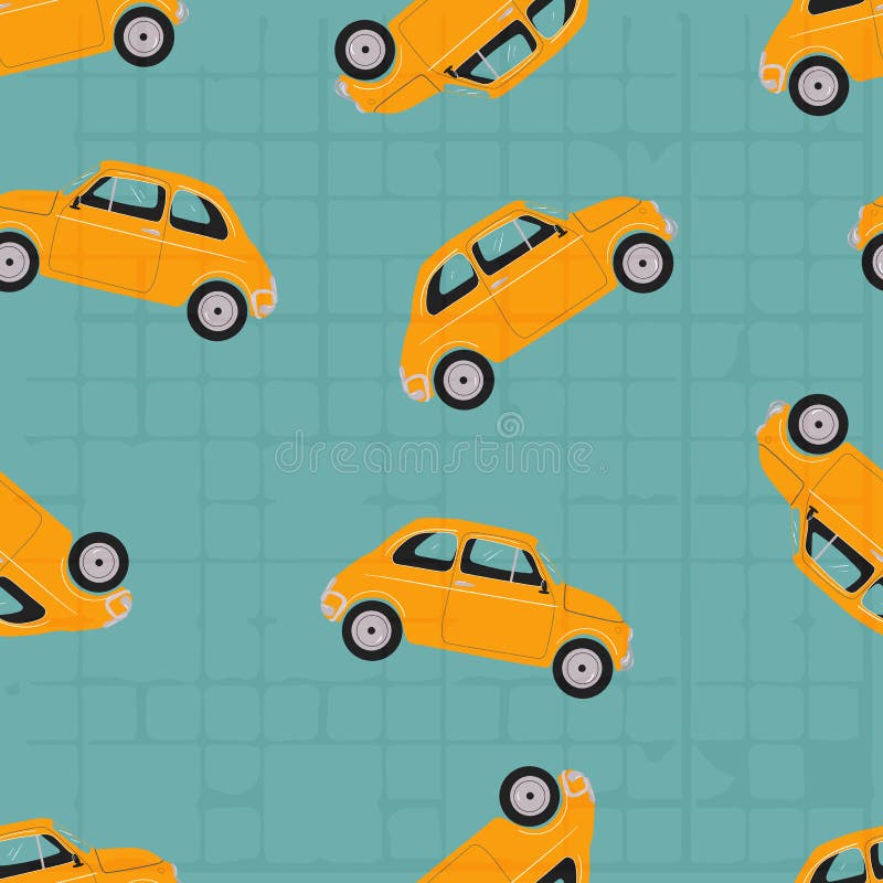 The Pattern Yellow Car is Driving on the Sand. Palm Trees Against the ...