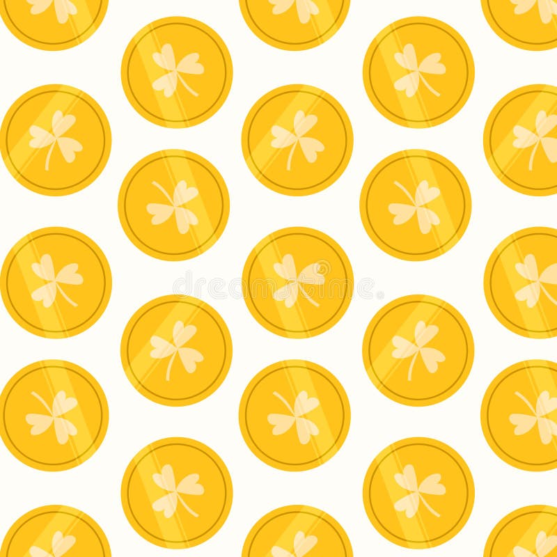 A Pattern of Yellow Coin with a Clover on the Top. Stock Vector ...