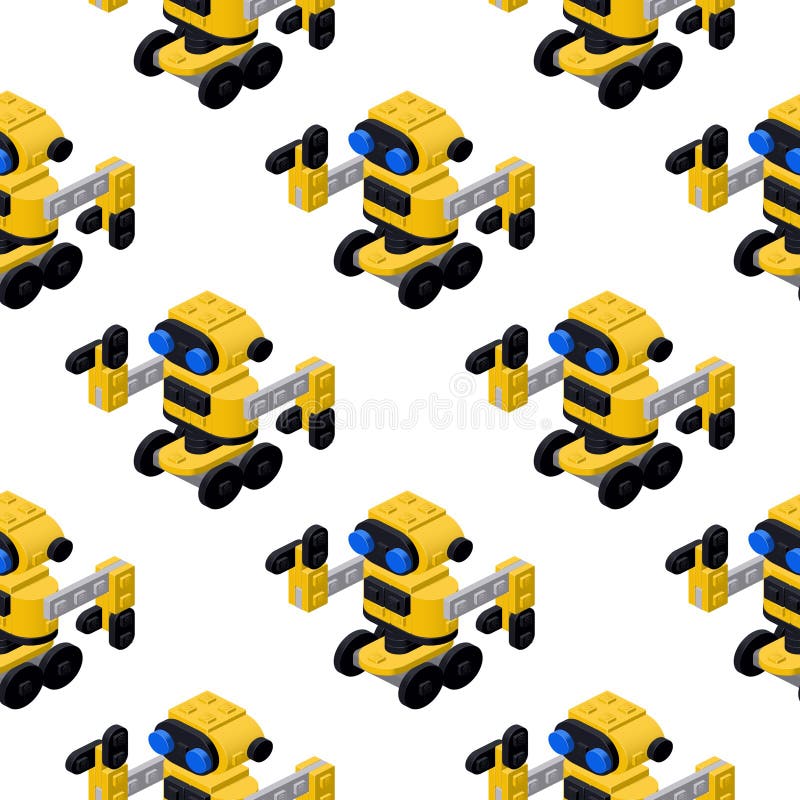 Pattern Yellow Dancing Robot on a White Background. Vector Stock Vector ...