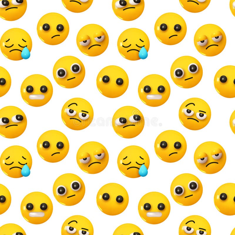 Pattern with Yellow Emoticons and Emotions. Background Cartoon ...