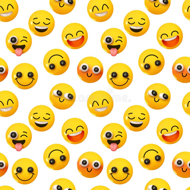 Pattern with Yellow Emoticons and Emotions. Background Cartoon ...