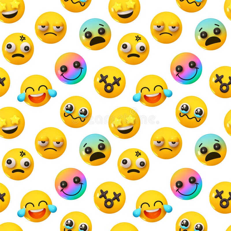 Pattern with Yellow Emoticons and Emotions. Background Cartoon ...