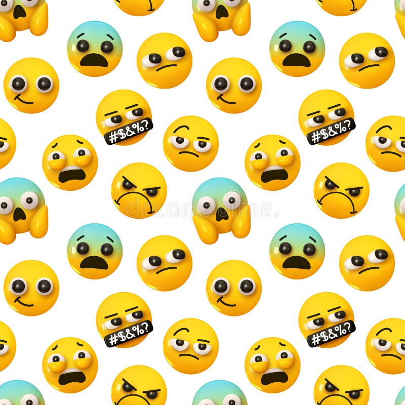 Pattern with Yellow Emoticons and Emotions. Background with Realistic ...