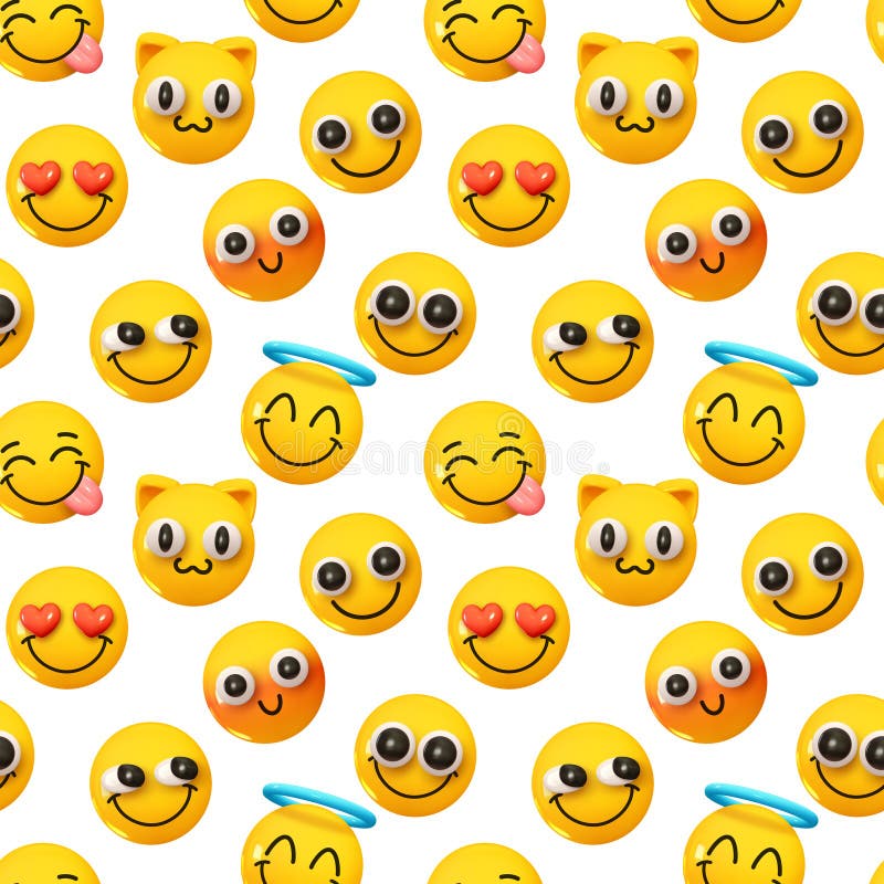 Pattern with Yellow Emoticons and Emotions. Background with Realistic ...