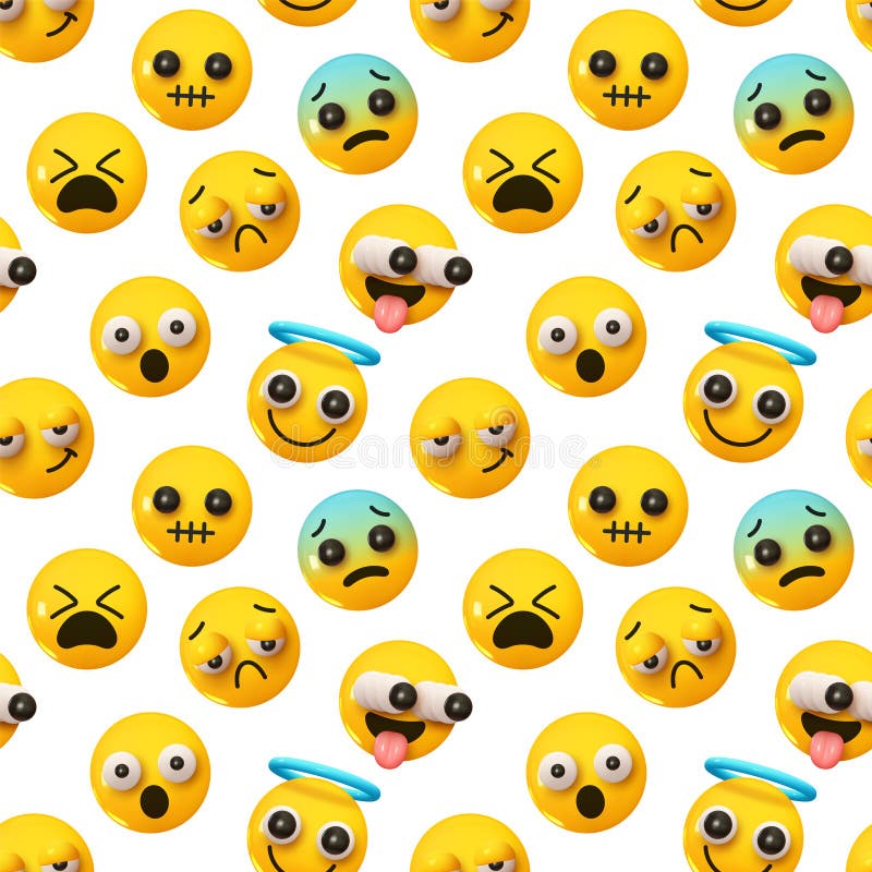 Pattern with Yellow Emoticons and Emotions. Background with Realistic ...