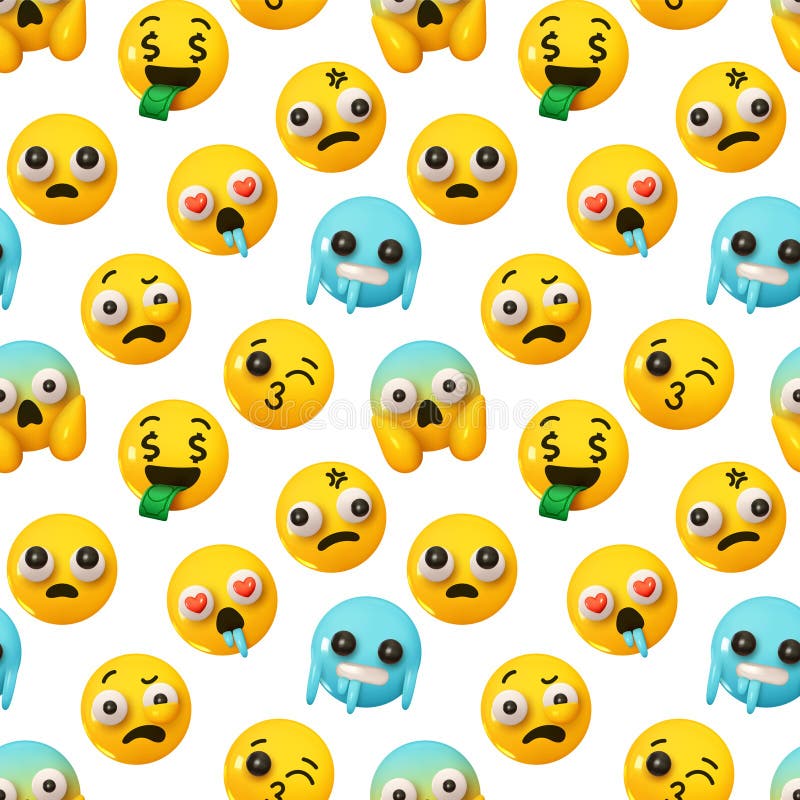 Pattern with Yellow Emoticons and Emotions. Background with Realistic ...