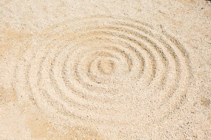 Pattern on Yellow Sand. Drawing on the Beach. Stock Photo - Image of ...