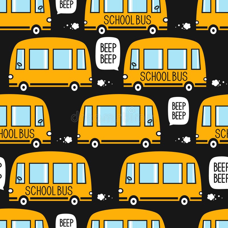 Pattern with Yellow School Buses Stock Vector - Illustration of paper ...