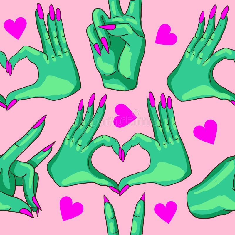 Pattern with zombie hands stock vector. Illustration of animal - 91000492