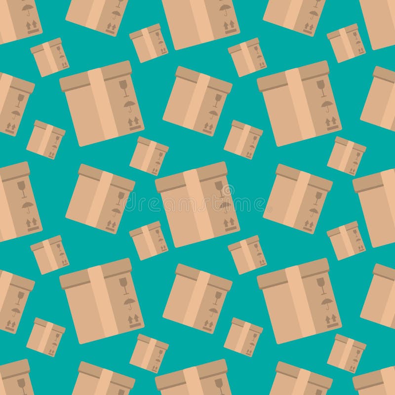 Cardboard Box Seamless Pattern Vector Illustration Background Stock ...