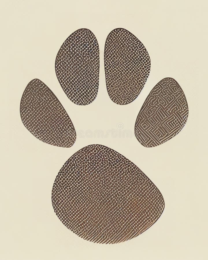Patterned Animal Paw Print. Digital Illustration Based on Render by ...