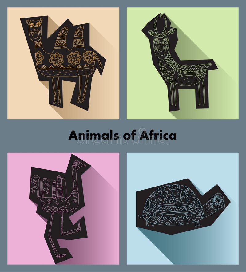Patterned Animals of Africa. Stock Vector - Illustration of shade ...