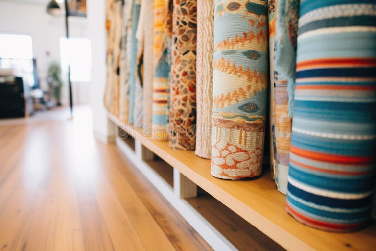 Patterned Area Rugs Rolled Up for Sale Stock Image - Image of flooring ...